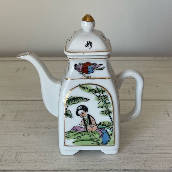 Kitchen | Japanese Vintage Square Porcelain Hand Painted Tea Pot | Poshmark